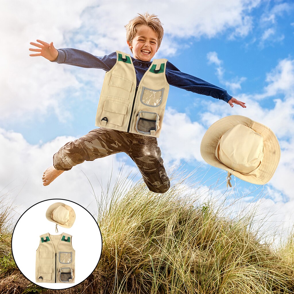 Kids Cargo Vest & Hat Camping Hiking Outdoor E... – Vicedeal