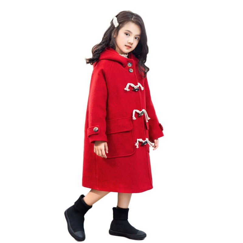 Girls Red Woolen Jackets Winter Christmas Wool Coa... – Grandado