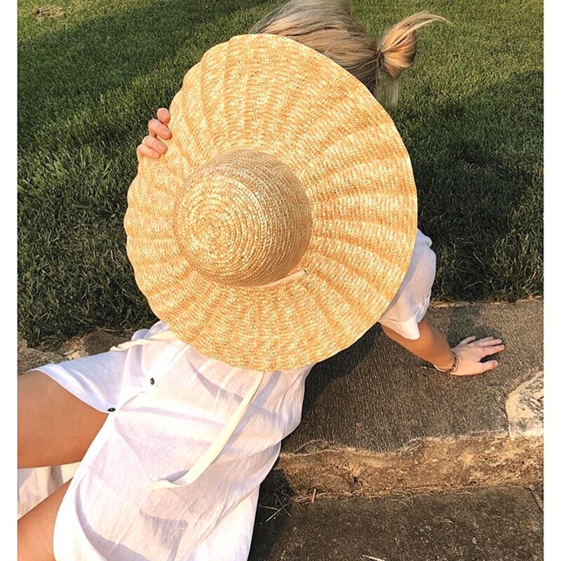 Large Brim Ribbon Straw Hat Summer Hats for Women ... – Vicedeal