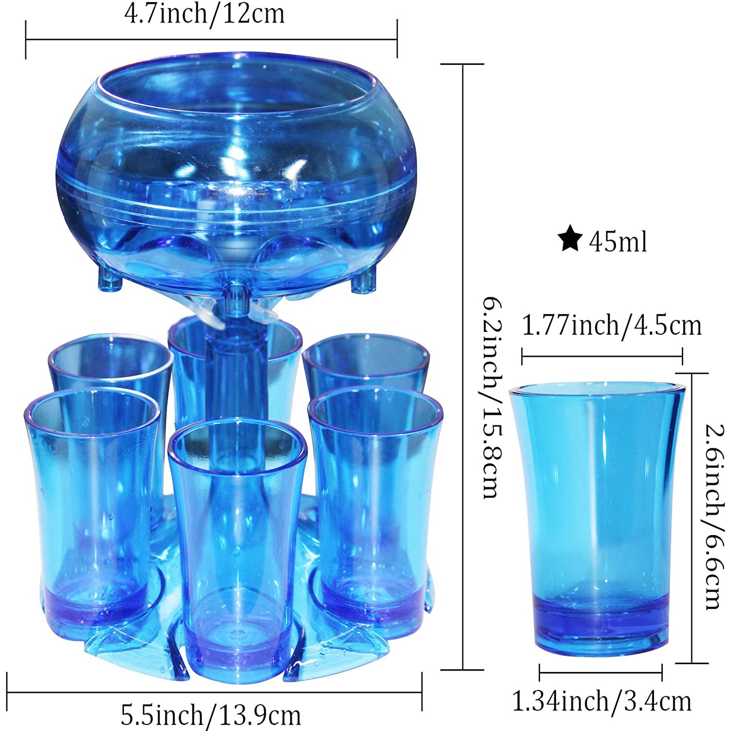 6 Shot Glass Dispenser with Acrylic 6 Cups for Fil... – Grandado