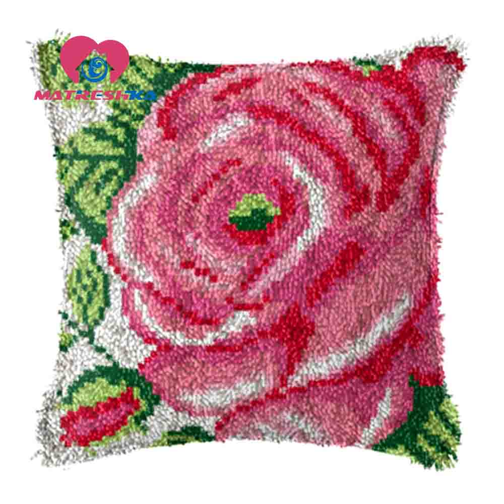 Tæppe broderi korssting pude blomster rose broderi... – Grandado
