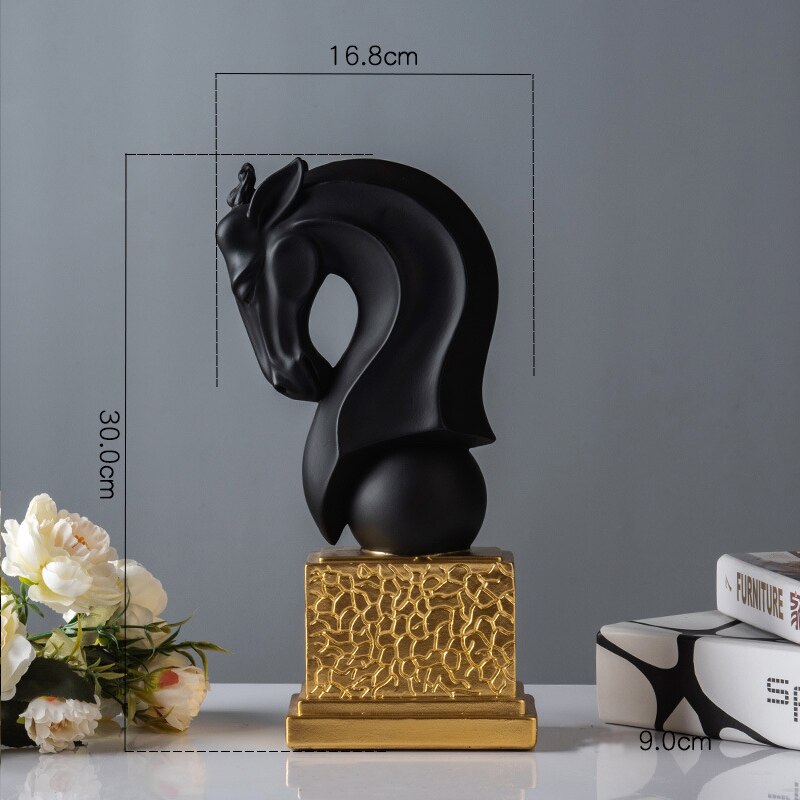 Nordic Abstract Black White Horse Head Statues for... – Grandado