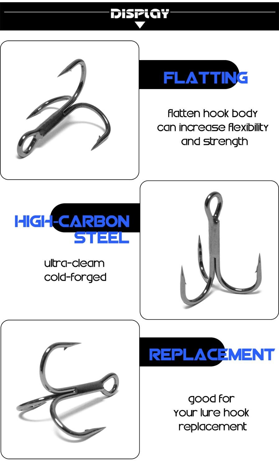 25Pcs Treble Fishing Hooks Fishing Tackle Carbon S... – Grandado