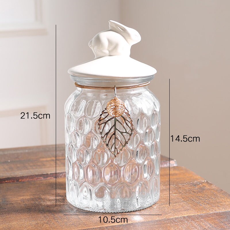 Retro Relief Glass Jars with Ceramic Animal Decor ... – Grandado