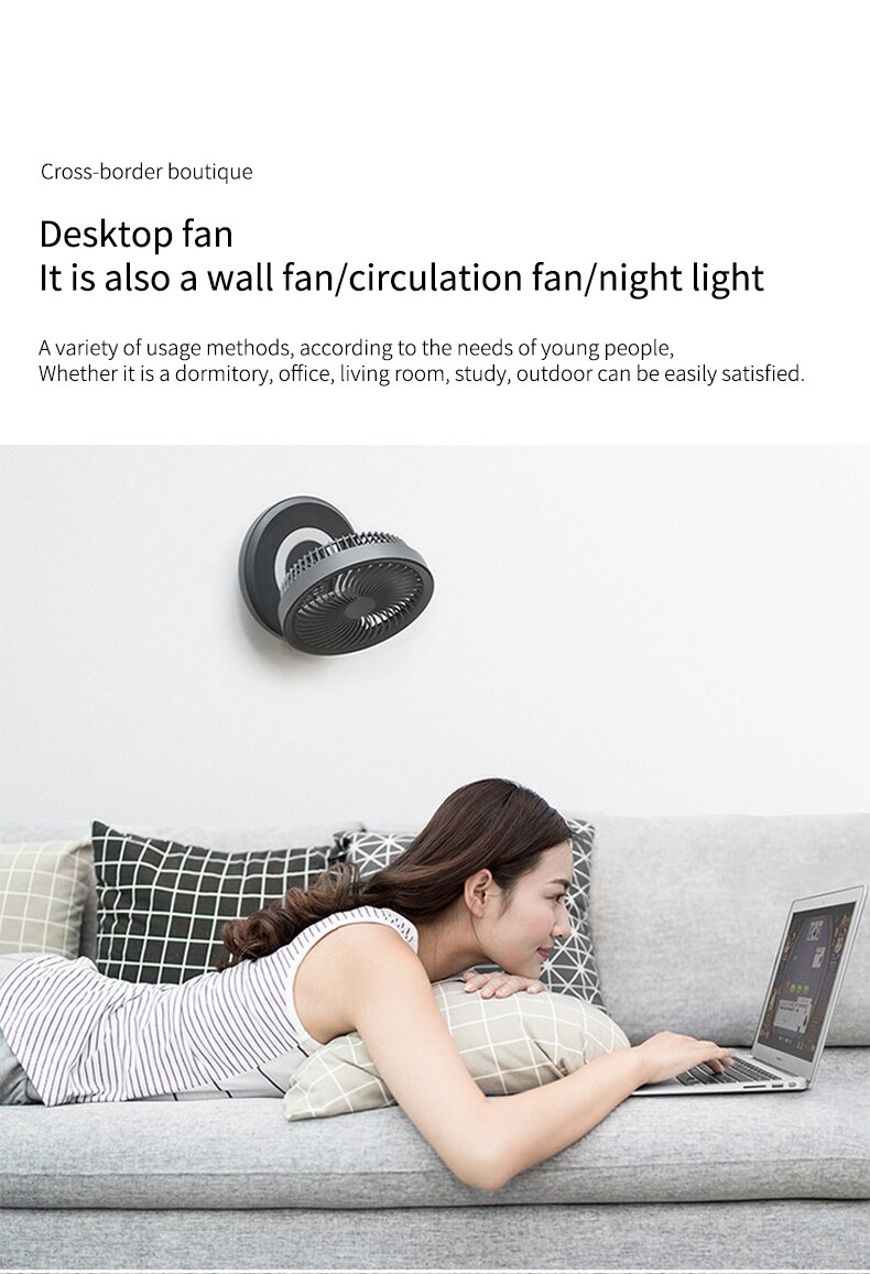 wall-mounted wireless portable fan 4000 mAh super ... – Vicedeal