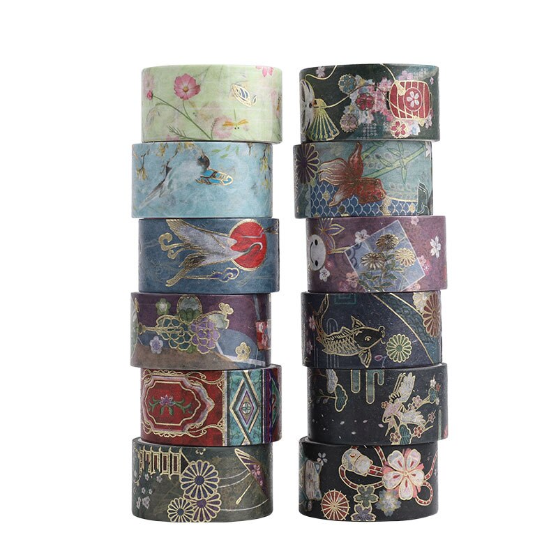 12Pcs Japanse Cultuur Washi Tape Set 20Mm * 2M Gou... – Vicedeal