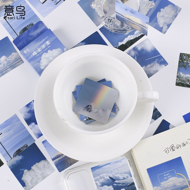 46 Pcs Clear Blue Sky Kawaii Stickers Set Washi Sc... – Grandado