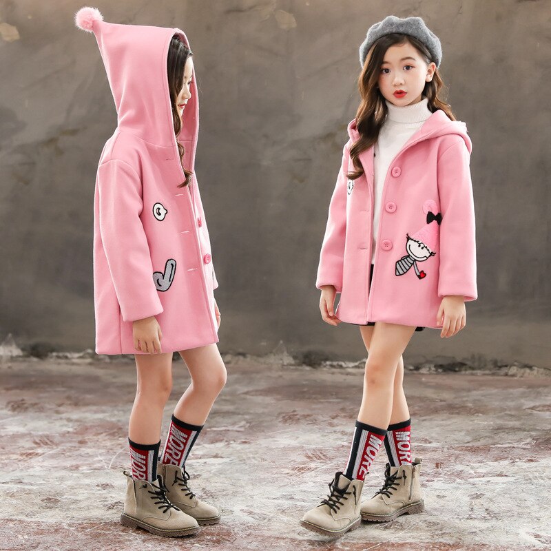 Girls Woolen Coats Outerwear Woolen Windbreaker Ch... – Vicedeal