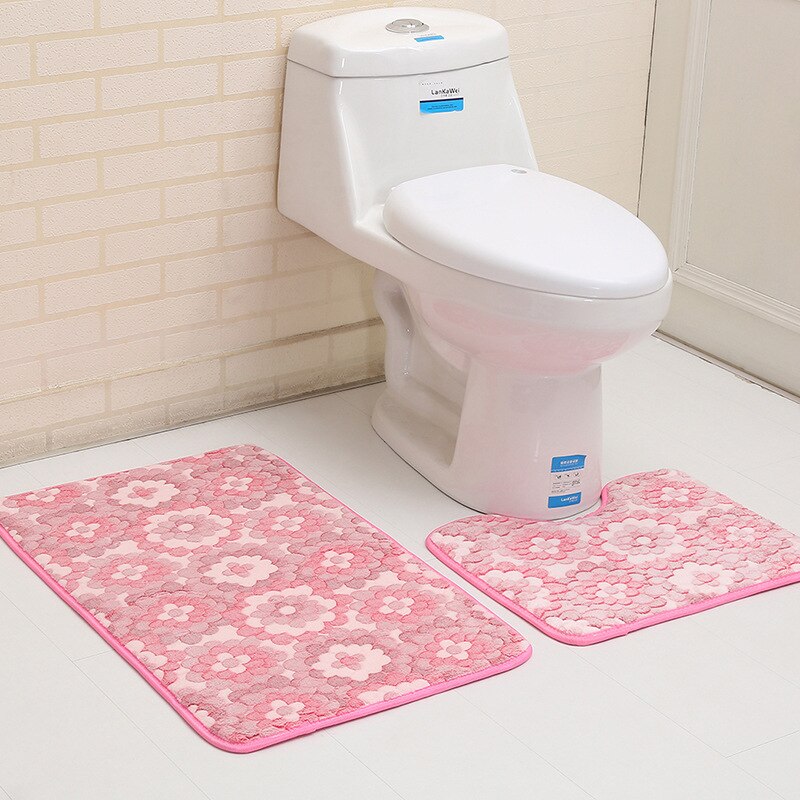 3pcs Bath Mat Set Beach Seashell Pattern Toilet Ca... – Grandado