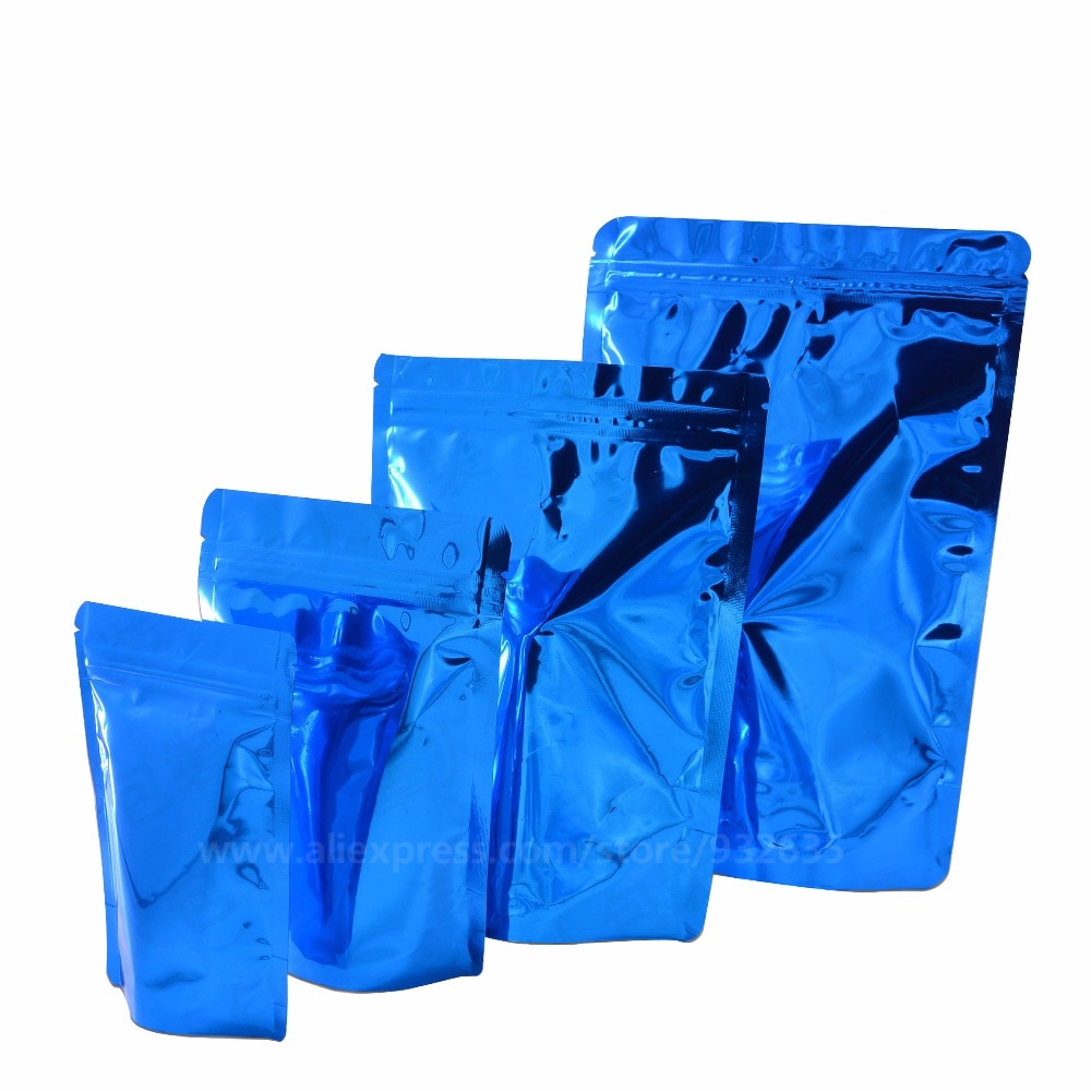 Blue Bag Blue Pouches Bottom Gusset Stand Up Zip L... – Grandado