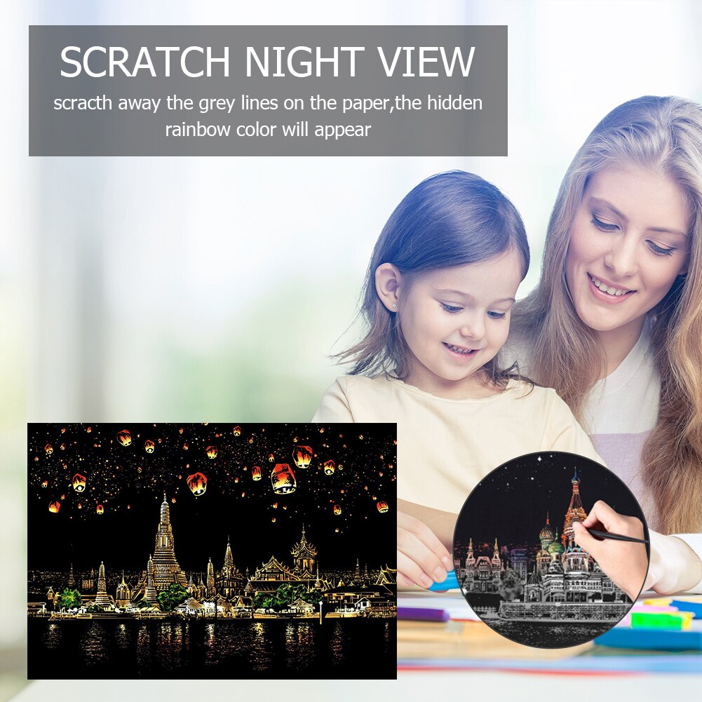Chiangmai Night Scene Diy Scratch Schilderijen Art... – Grandado