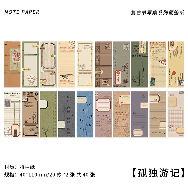 40 Sheets Vintage Basic Writing Note Label Materia... – Grandado