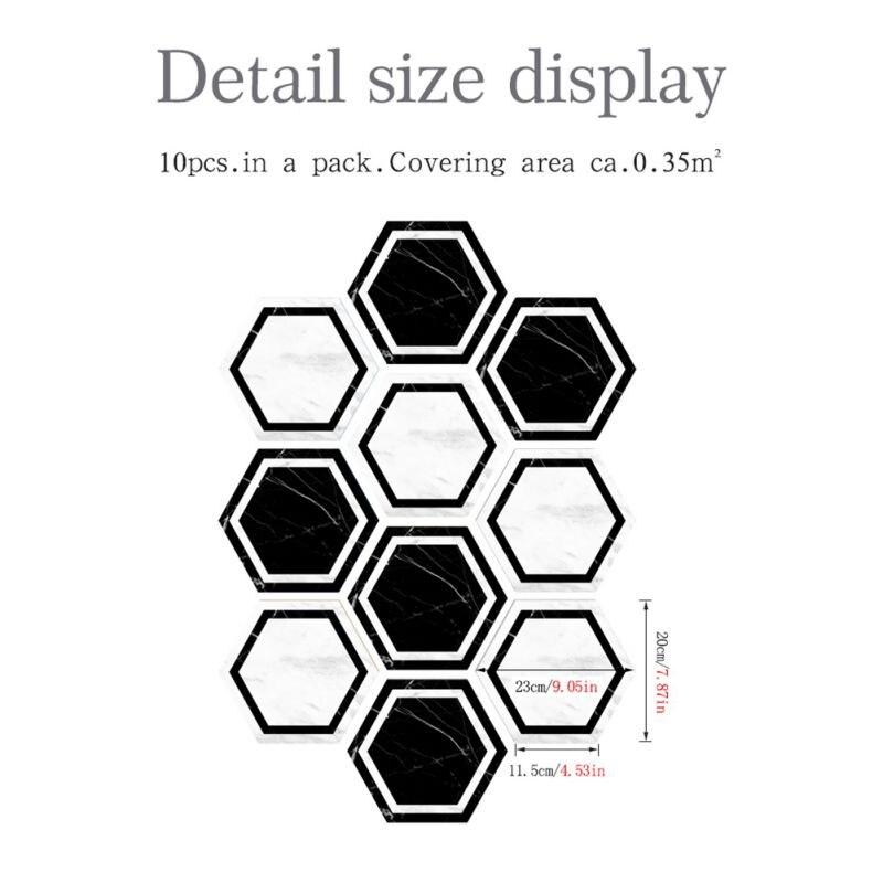 10 PCS Hexagon Retro Pattern Tile Floor Sticker PV... – Grandado