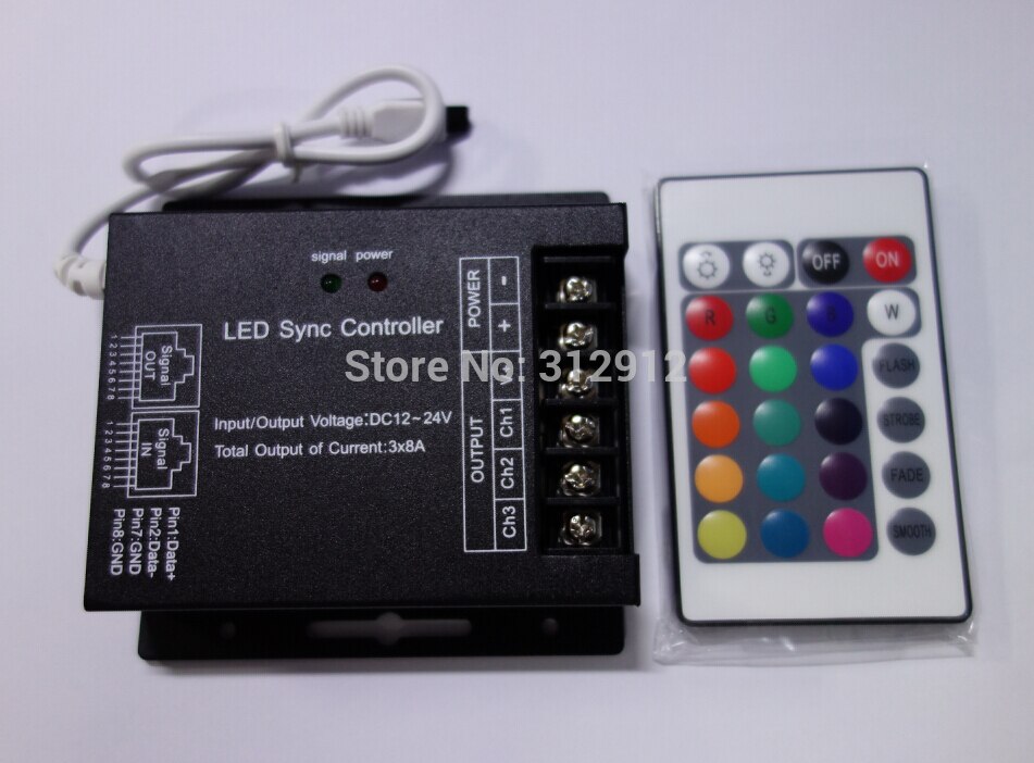 DC12V-24V Infrared IR 8A*3 RGB Led Sync Controller... – Grandado