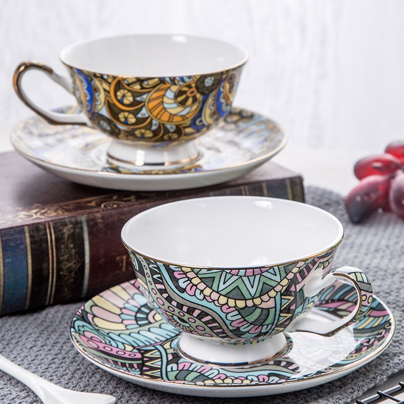Bohemia Pattern Fine Bone China Cup and Saucer Wit... – Grandado