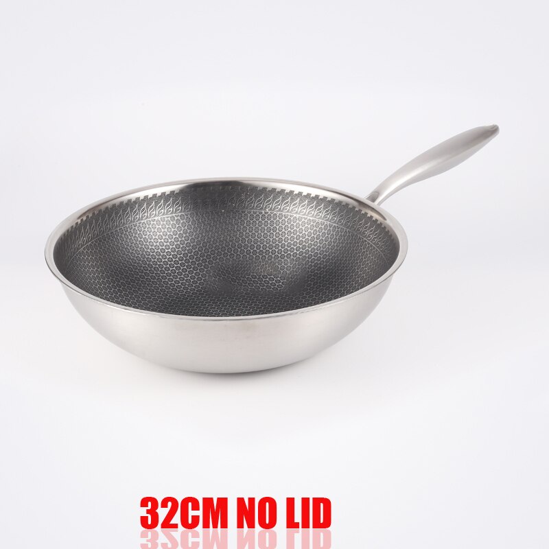 32cm/34cm Nonstick Wok 304 Full Stainless Steel Wo... – Vicedeal
