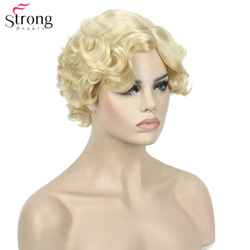 Short Finger Wave Blonde Full Synthetic Wig Vintag... – Grandado