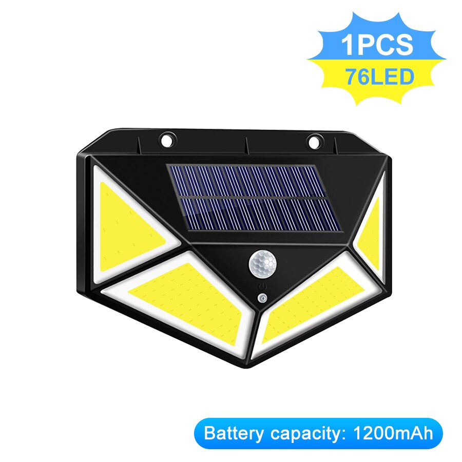 Cob led solar lys udendørs solar lampe pir bevægel... – Grandado