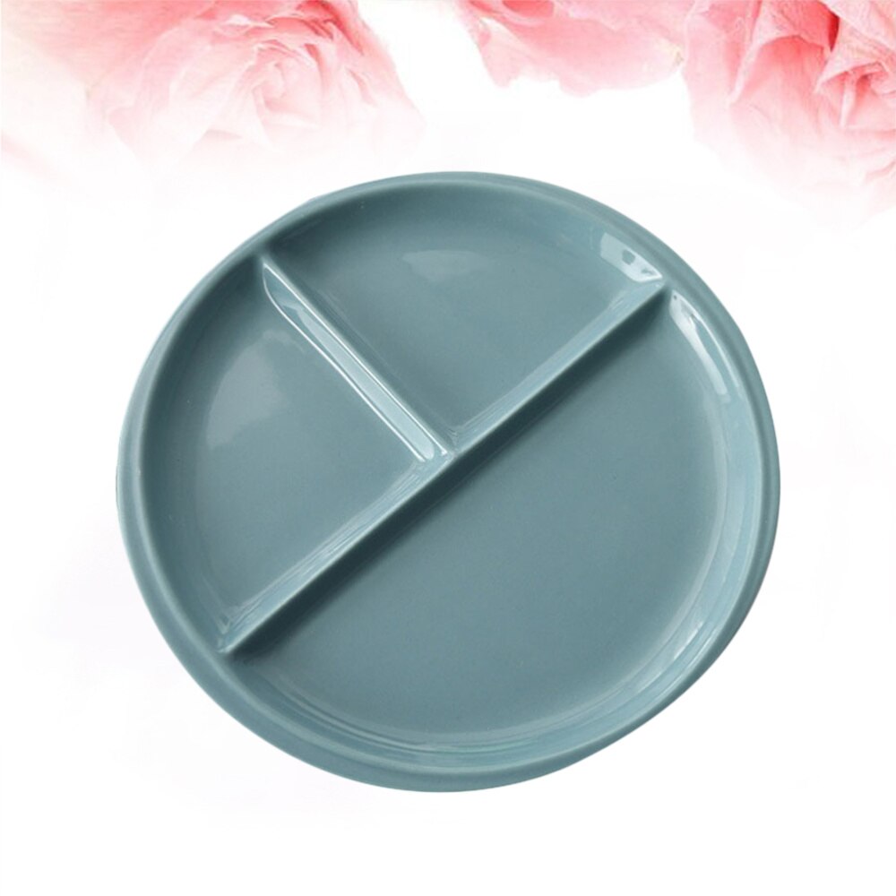 1PC Round Ceramic Plates Simple Three Compartments... – Grandado