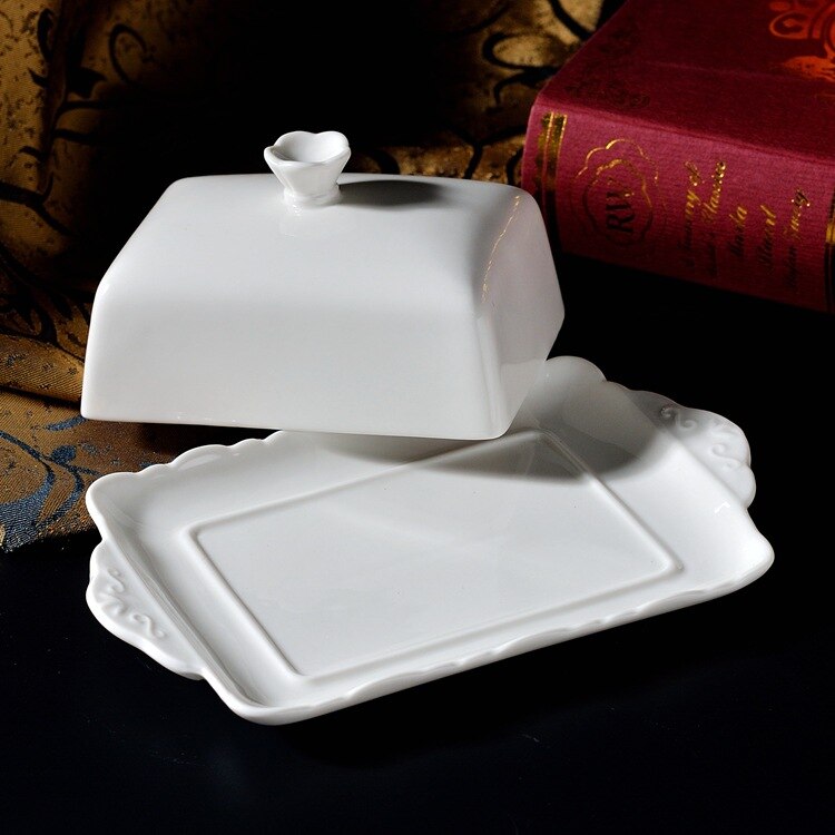 Western retro food plate white ceramic butter plat... – Grandado