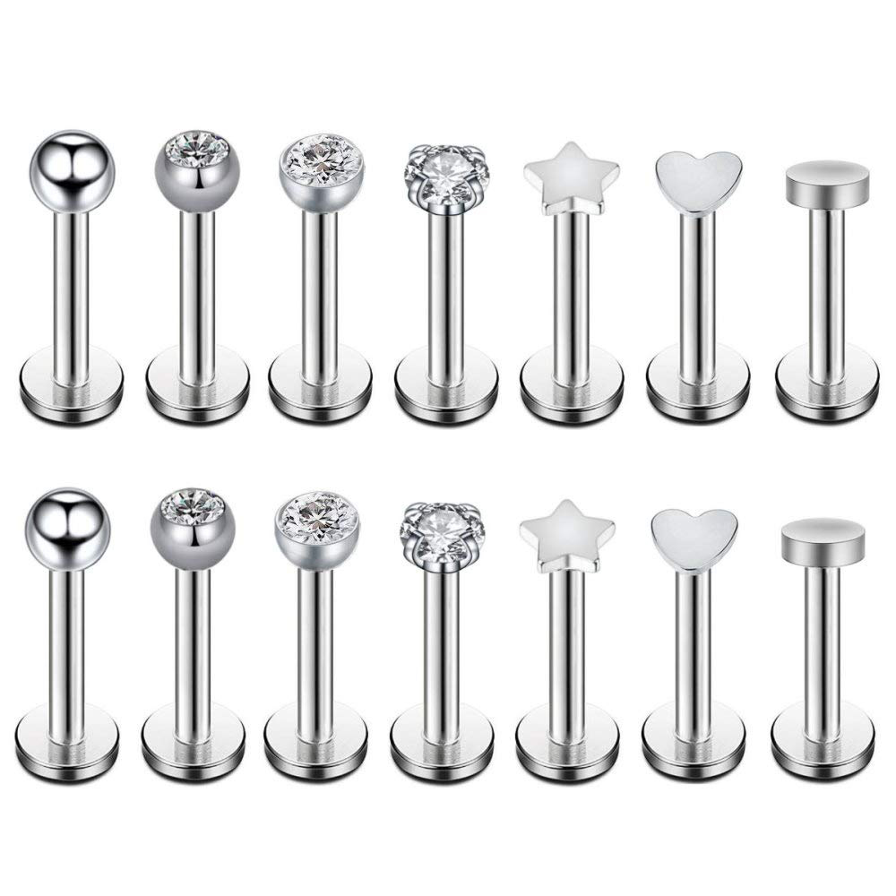 7 Pairs 16g Surgical Steel Internally Threaded Mic... – Grandado