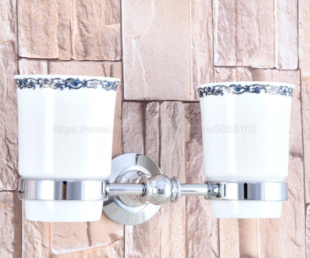 Polished Chrome Wall Mounted Double Toothbrush Hol... – Grandado