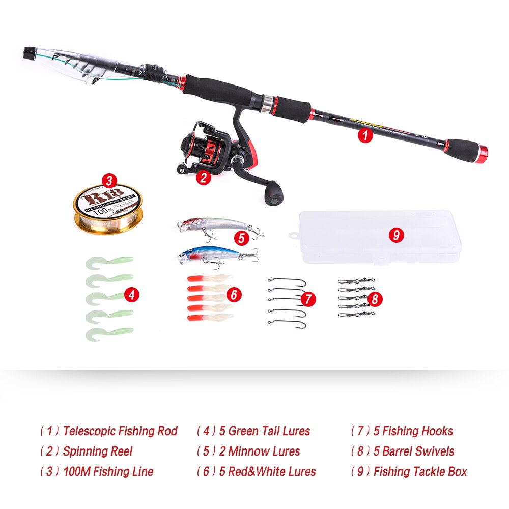 1.8/2.1/2.4m/2.7m/3.0m teleskopiske fiskestang com... – Grandado