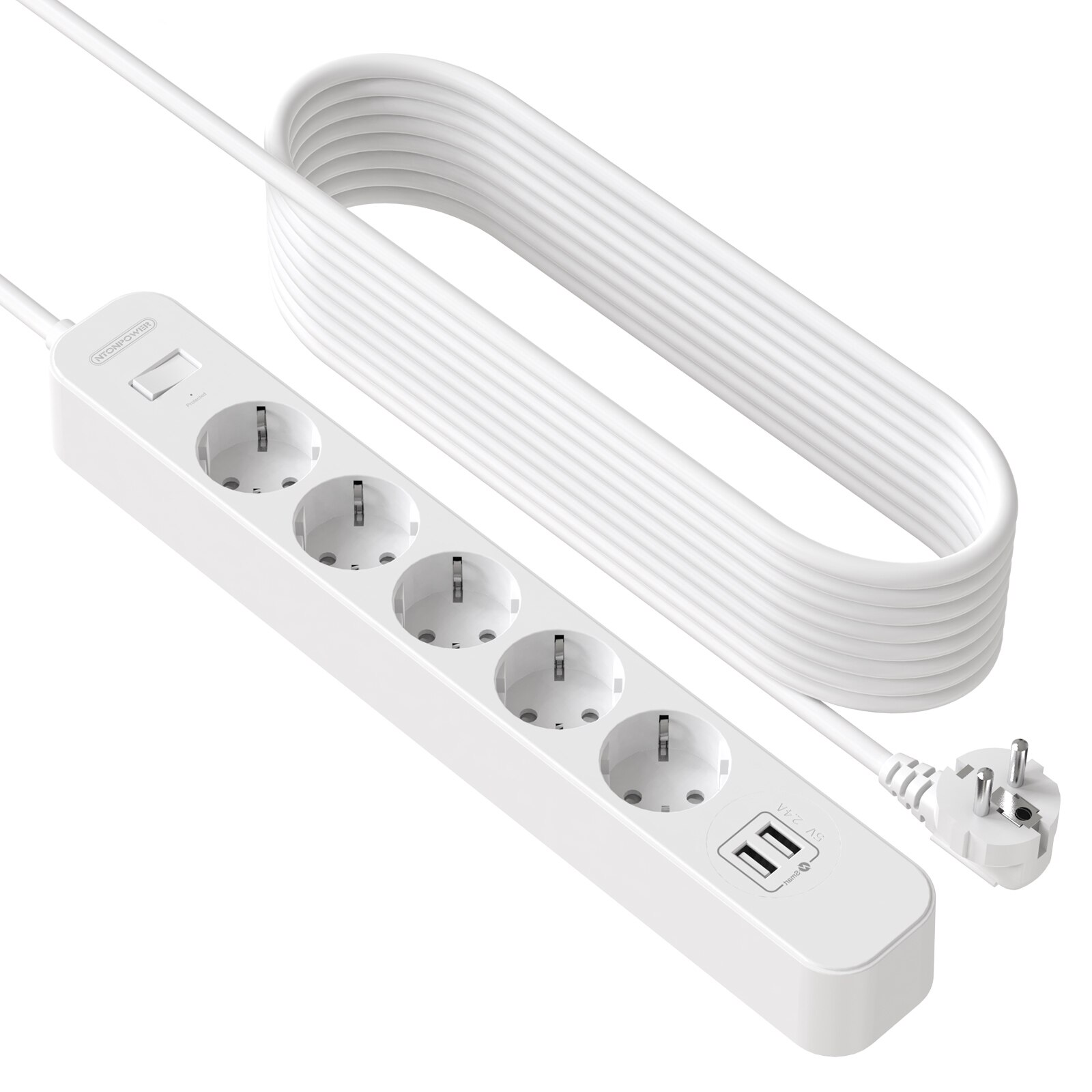 NTONPOWER Wall Mountable Power Strip, 5M Extension... – Grandado