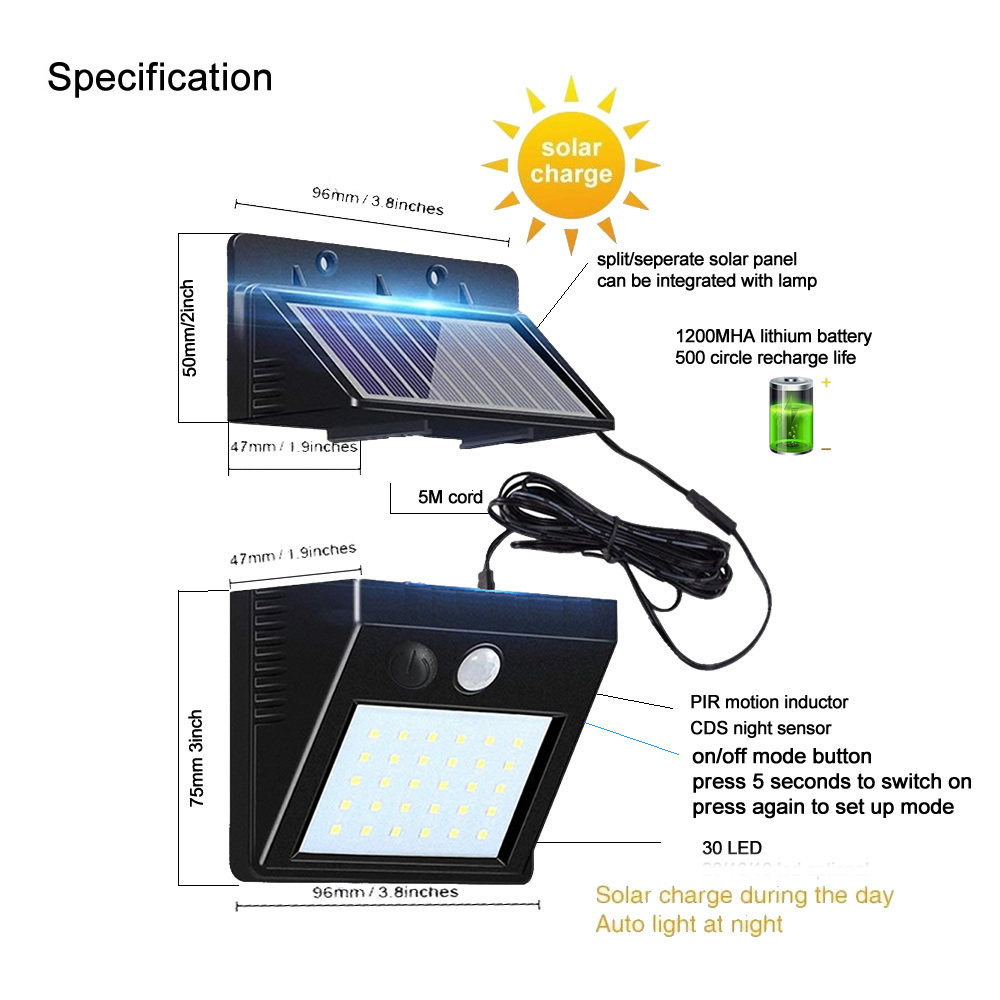 56/30 led Separable LED Solar Light Solar Panel Po... – Grandado