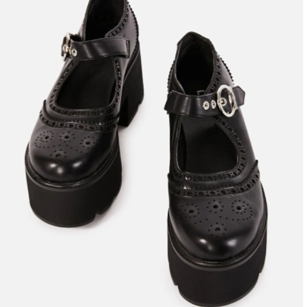 BONJOMARISA Brand Female Solid Black Punk Chunky P... – Vicedeal