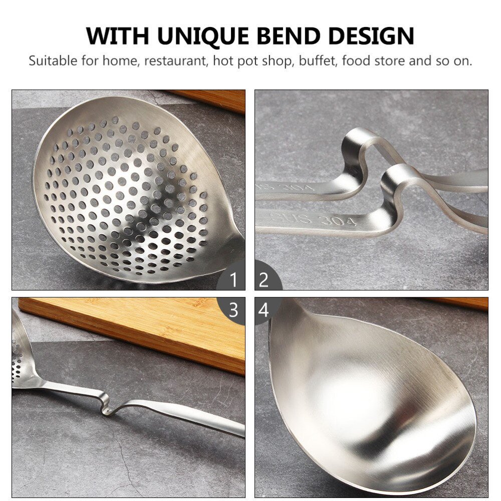 2Pcs Slotted Spoon Soup Ladle Stainless Steel Skim... – Grandado
