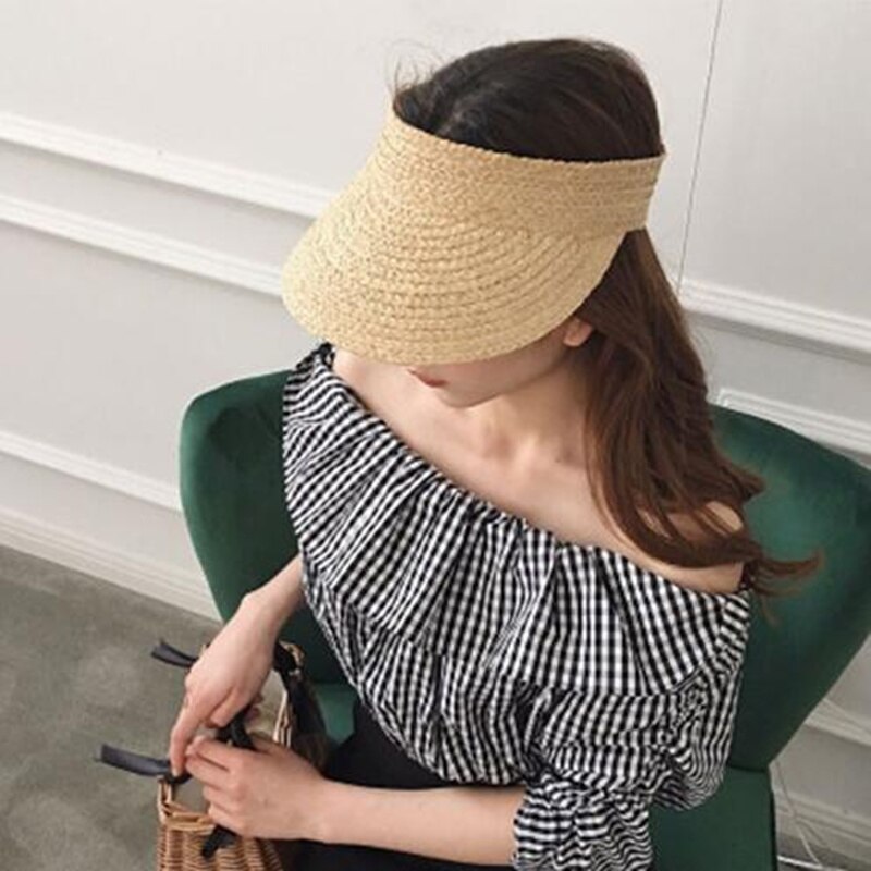 korean summer sun empty visor women straw hat sun ... – Grandado