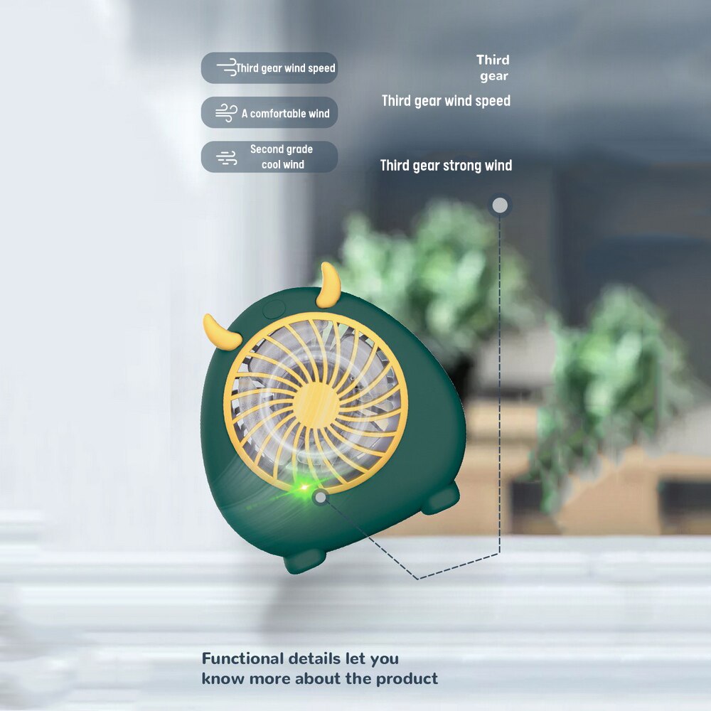 Handheld Student Fan, Stille Bureau, Usb Oplaadbar... – Grandado