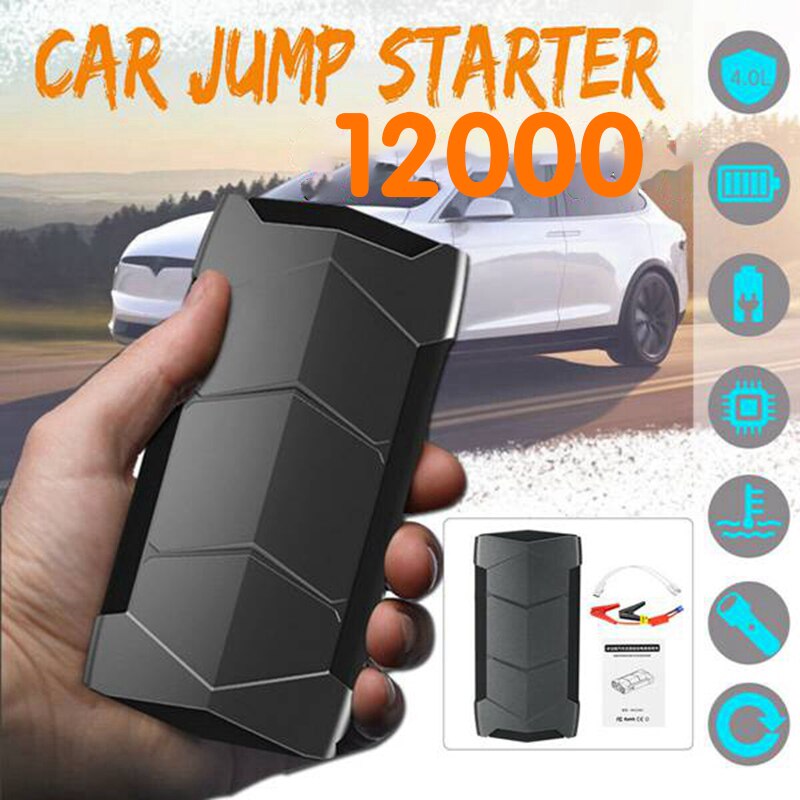 12000MAh 2 USB 12V Car Jump Starter Pack Booster L... – Grandado