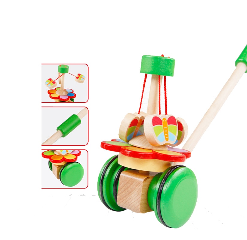 Baby toy walker wooden single pole cartoon drag tr... – Grandado