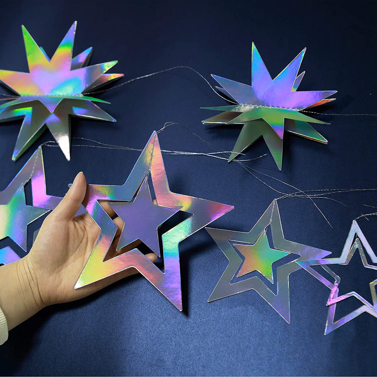 3 Sets Glitter Hollow Star Garlands Rainbow Twinkl... – Grandado