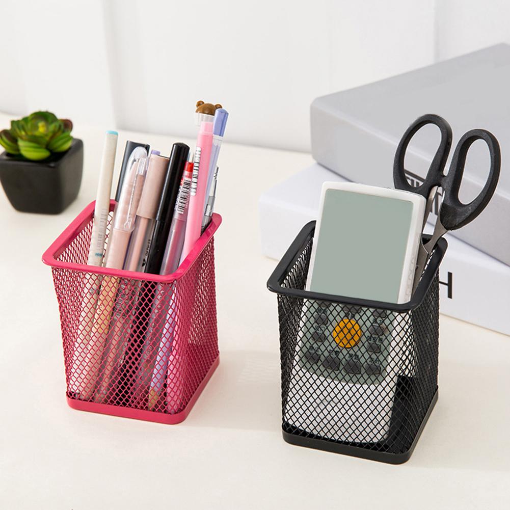 Round/Square Iron Mesh Pen Holder Office Desktop P... – Vicedeal
