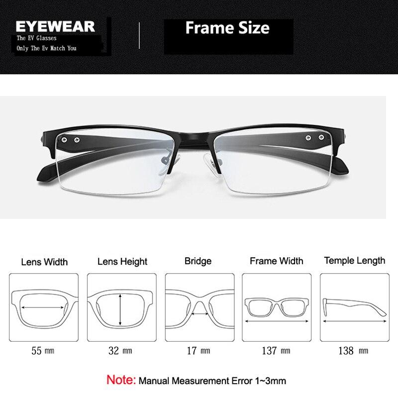 Alloy Half Rim Rectangle Glasses Frame Men TR90 Te... – Grandado