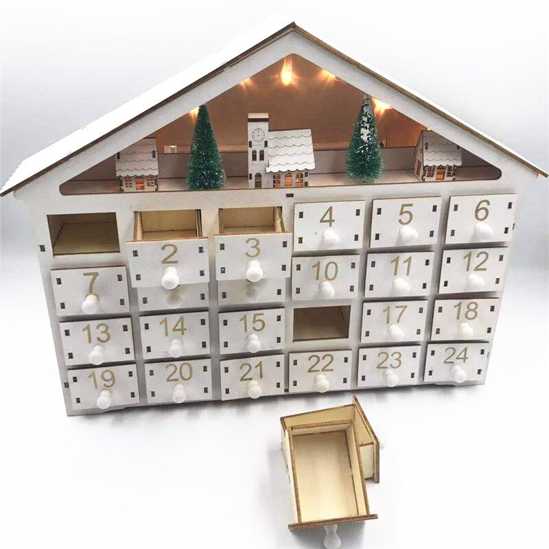 2022 White Christmas LED 24 Day Wooden Advent Cale... – Grandado