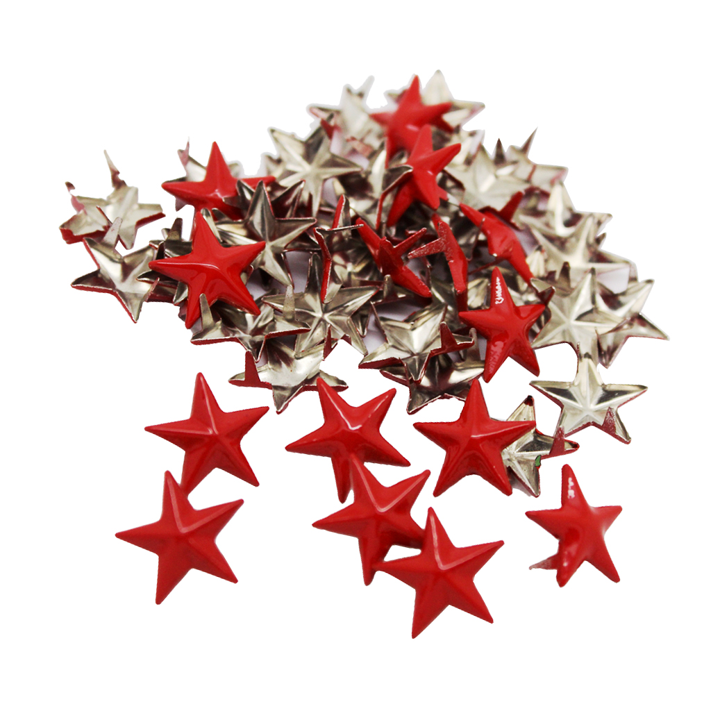 50Pcs Red Metal Star Rivets Studs Fasteners Sewing... – Grandado