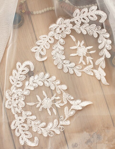 round lace flowers appliques lace mirror lace pair... – Vicedeal