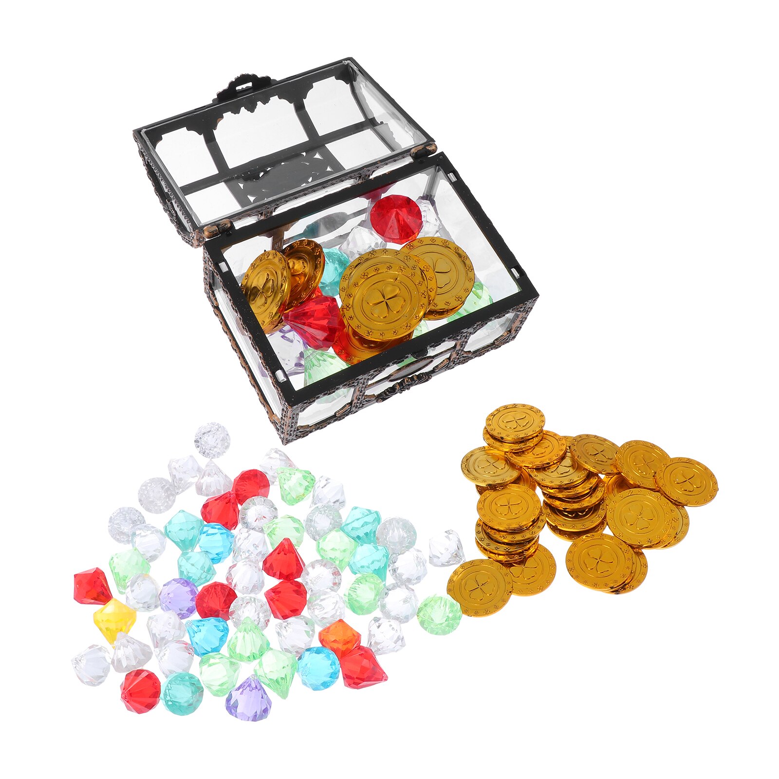 1 Set Pirate Treasure Chest with Gemstones Acrylic... – Grandado