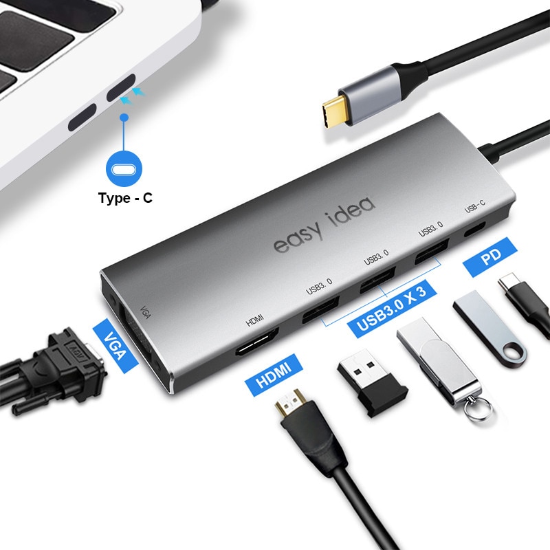 OTG USB Hub 3,0 USB C Hub HDMI 3 Hafen Splitter Mu... – Grandado