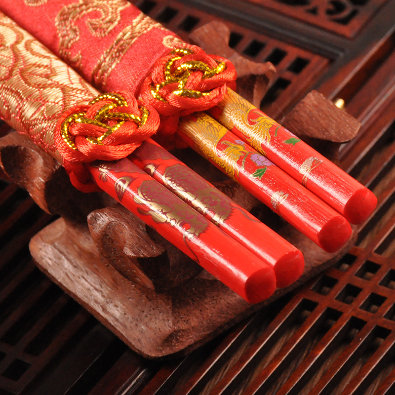 Chinese Knot Red Wood Chopsticks Handmade Food Sti... – Vicedeal