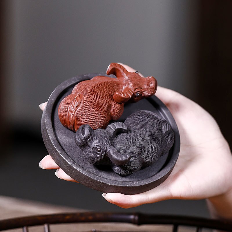 1 PCS Boutique Purple Clay Tea Pet Cattle Statue A... – Vicedeal