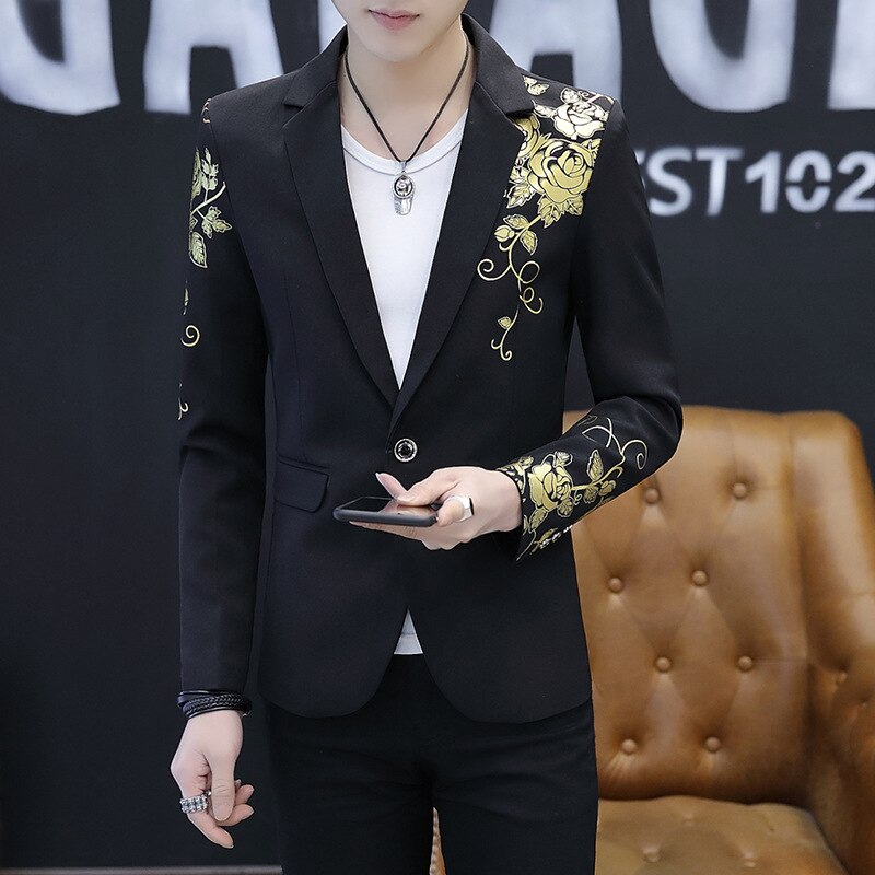 Single Button Casual Men's White Black Men Blazers... – Grandado