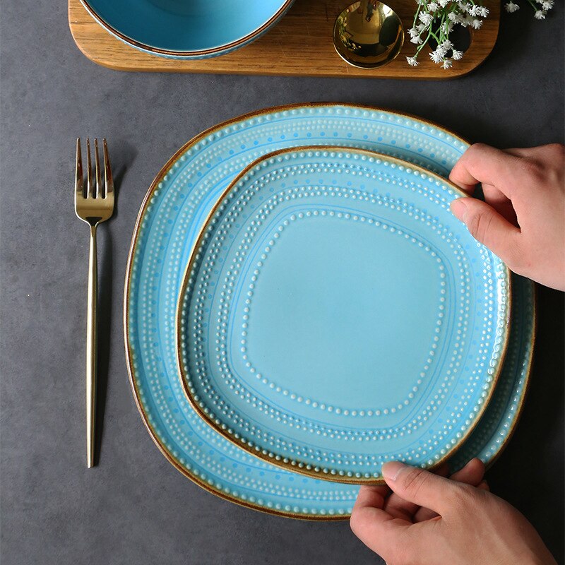 Ceramics Dishes 4 Piece Set European Style Restaur... – Grandado