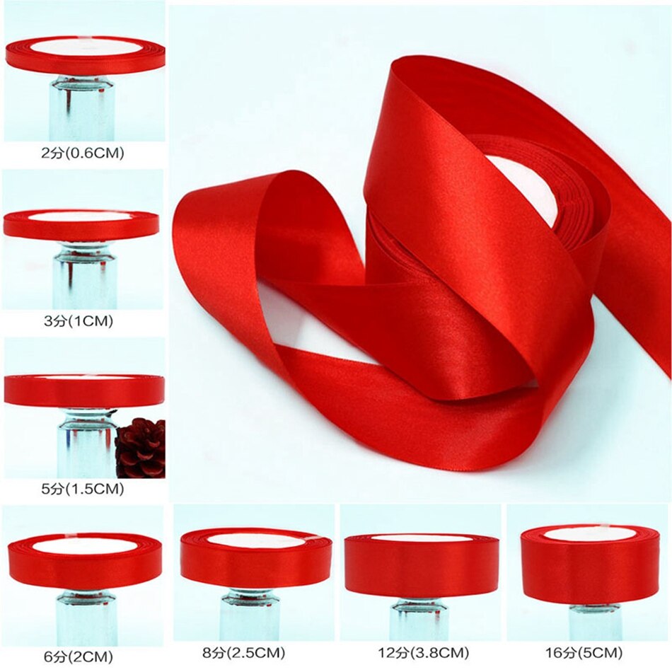25Yards/Roll 10mm 20mm 25mm 38mm Red Satin Ribbon ... – Grandado