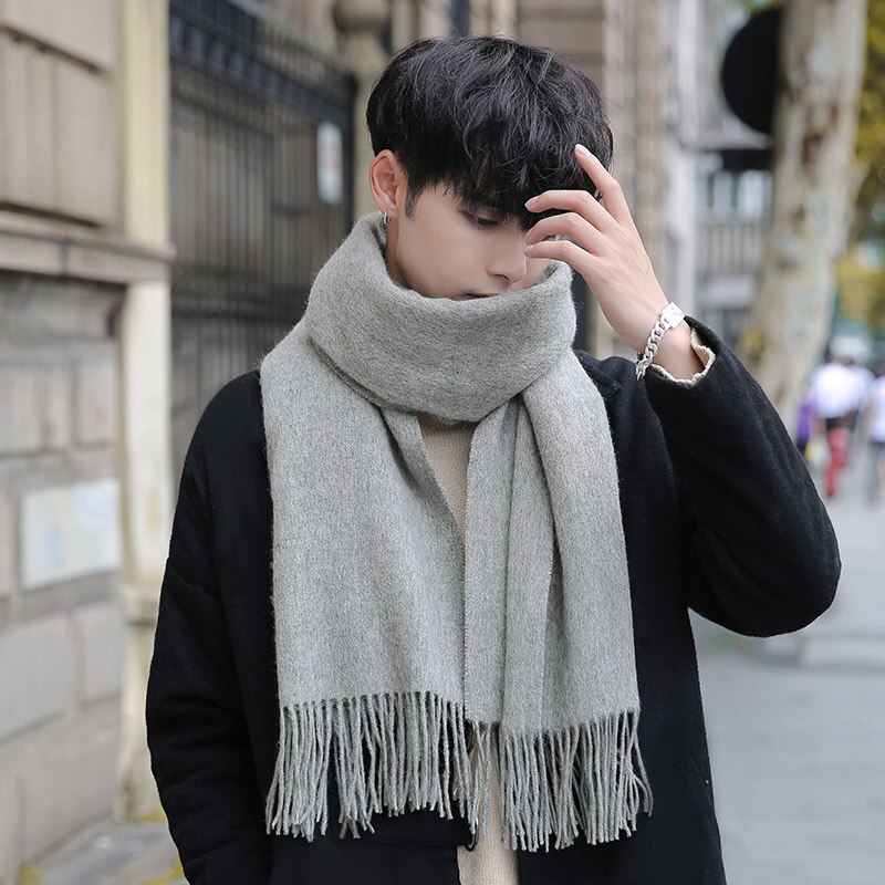 Man's Winter Wool Scarf Luxury Brand Thicken Solid... – Grandado