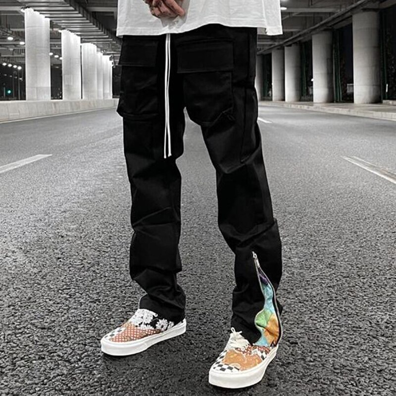 Streetwear Patchwork Cashew Flower Print Cargo Pan... – Vicedeal
